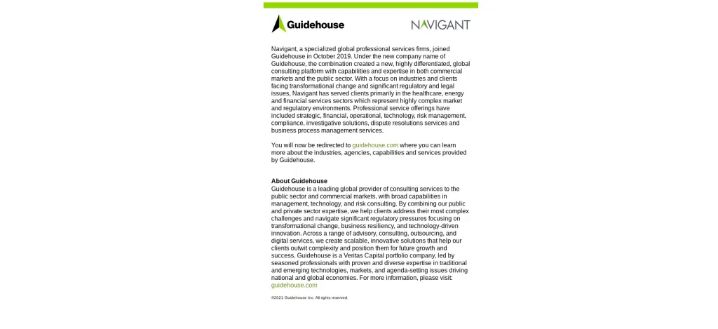 Profile of Navigant Consulting (acquired by Guidehouse) | Umbrex